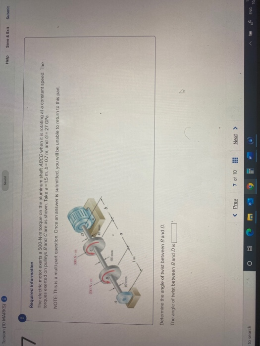 Solved Torsion (10 MARKS) Seved Help Save & Exit Submit | Chegg.com Solved Torsion (10 MARKS) Seved Help Save & Exit Submit | Chegg.com