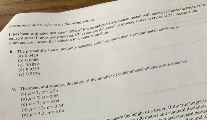 Solved Questions 8 and 9 refer to the following setting: It | Chegg.com