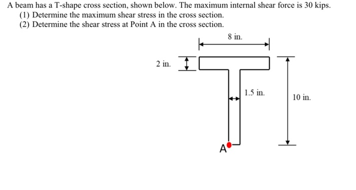 Solved A beam has a T-shape cross section, shown below. The | Chegg.com