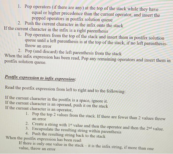 Solved CMSC 204 Assignment #2 Notation I Infix notation is | Chegg.com