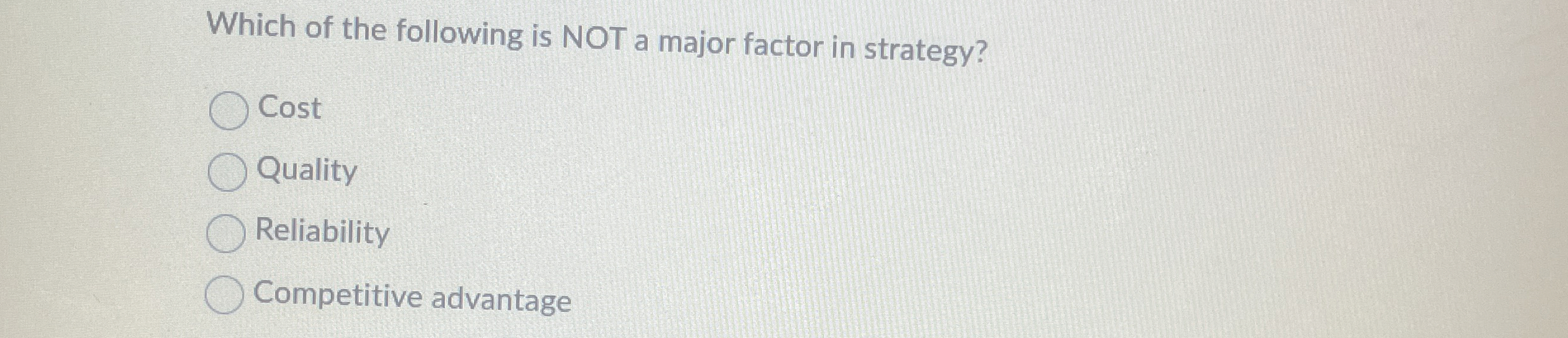 Solved Which of the following is NOT a major factor in | Chegg.com