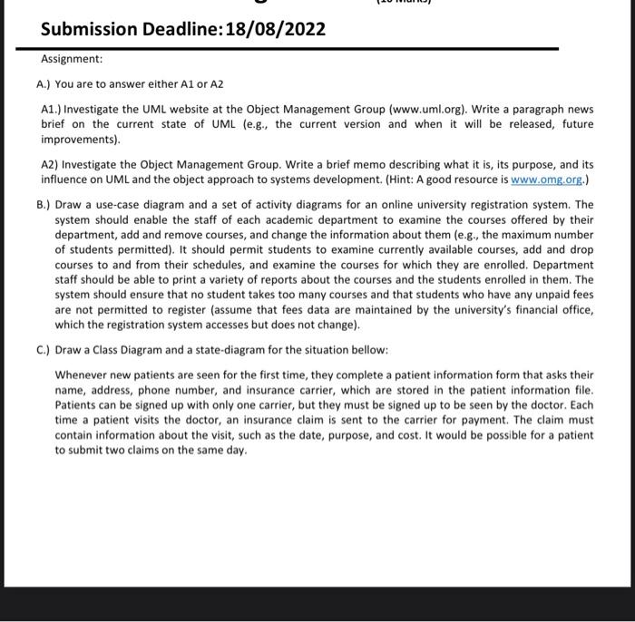 Solved UNIVERSIY ABUJA COM307 - Object Oriented System | Chegg.com