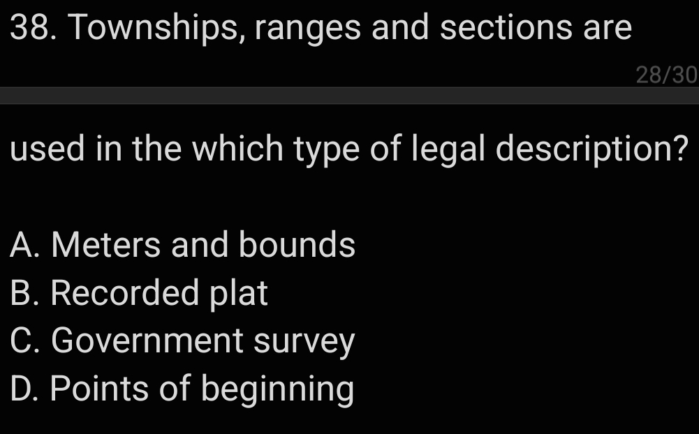Solved Townships, ranges and sections are used in the which | Chegg.com