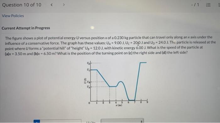 Solved The figure shows a plot of potential energy U versus | Chegg.com