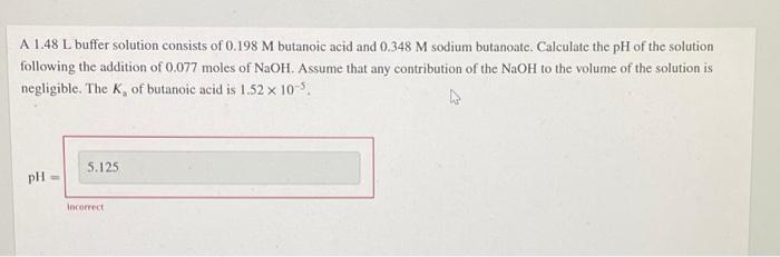 Solved A 1.48 L buffer solution consists of 0.198 M butanoic | Chegg.com