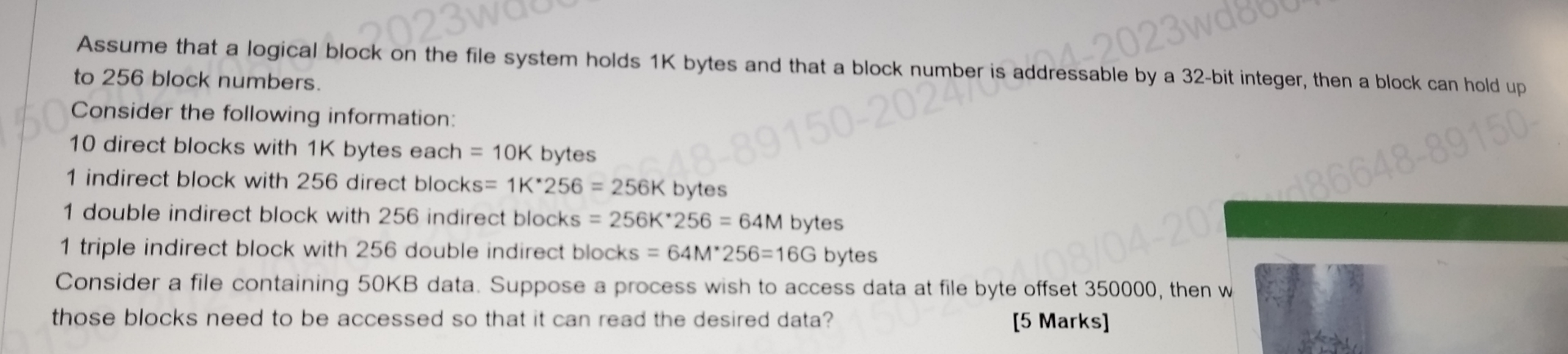 Solved Assume that a logical block on the file system holds | Chegg.com