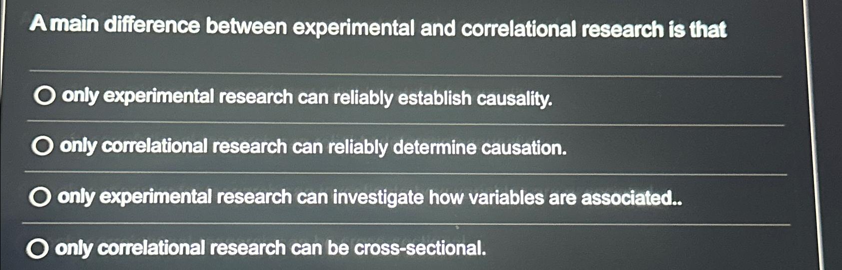 Solved A main difierence between experimental and | Chegg.com