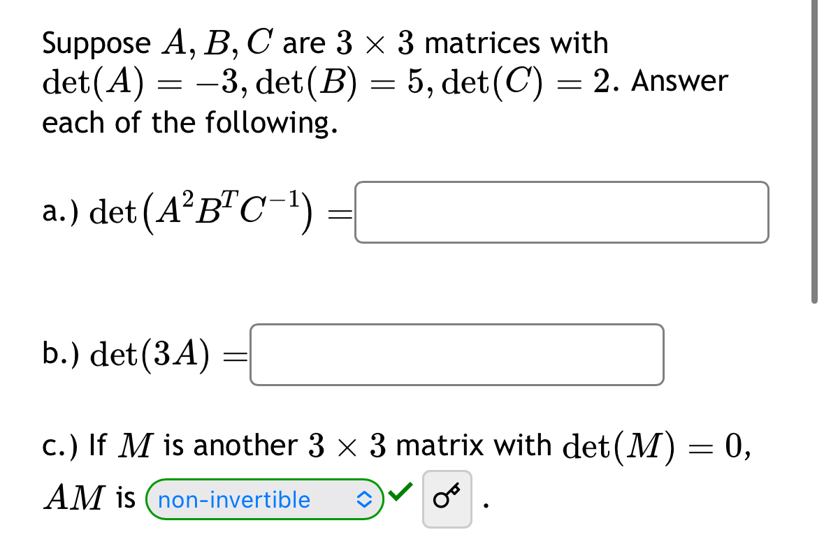 Solved Suppose A,B,C ﻿are 3×3 ﻿matrices with | Chegg.com