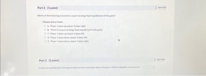 Solved Player 1 and player 2 are playing a simultaneous move | Chegg.com