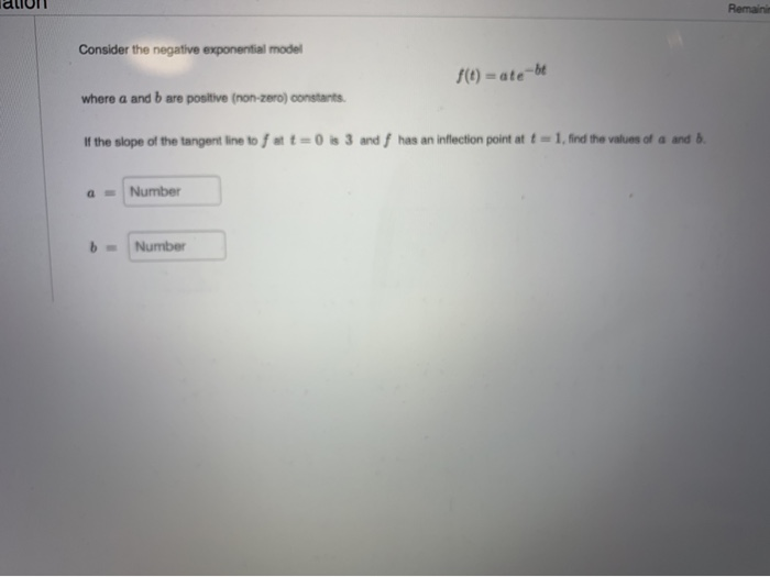 Solved Remaine Consider the negative exponential model f(t) | Chegg.com