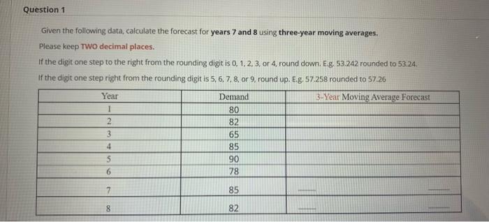 Solved Given the following data, calculate the forecast for | Chegg.com