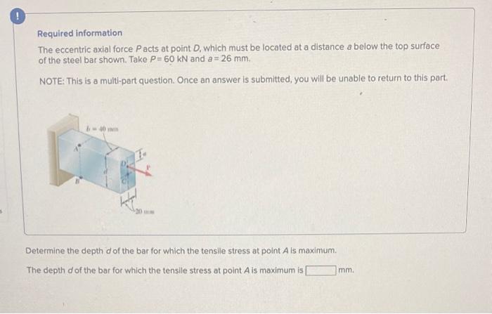 Solved Required information The eccentric axial force P acts | Chegg.com
