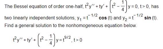 Solved The Bessel equation of order one-half, | Chegg.com