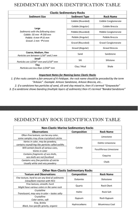 Solved LG 101 6 SEDIMENTARY ROCK IDENTIFICATION | Chegg.com