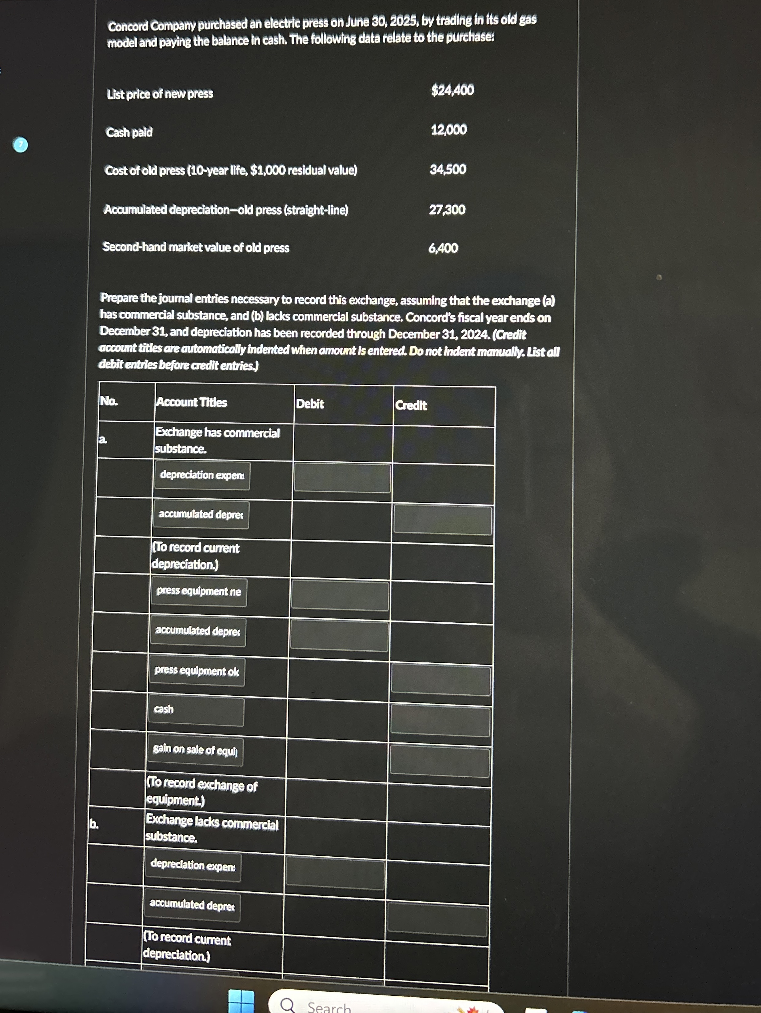 Solved Concord Company purchased an electric press on June | Chegg.com