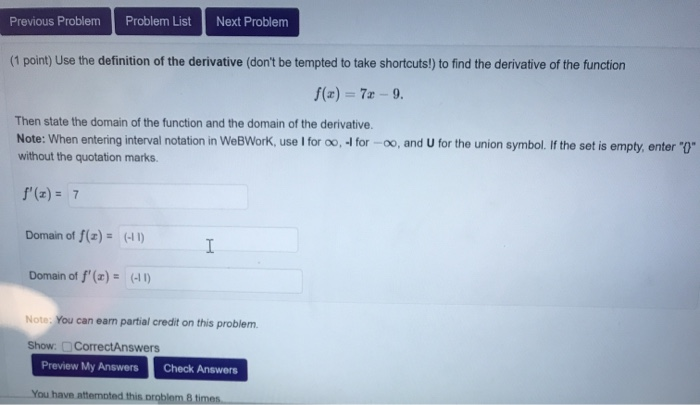 Solved Previous Problem Problem List Next Problem (1 point) | Chegg.com