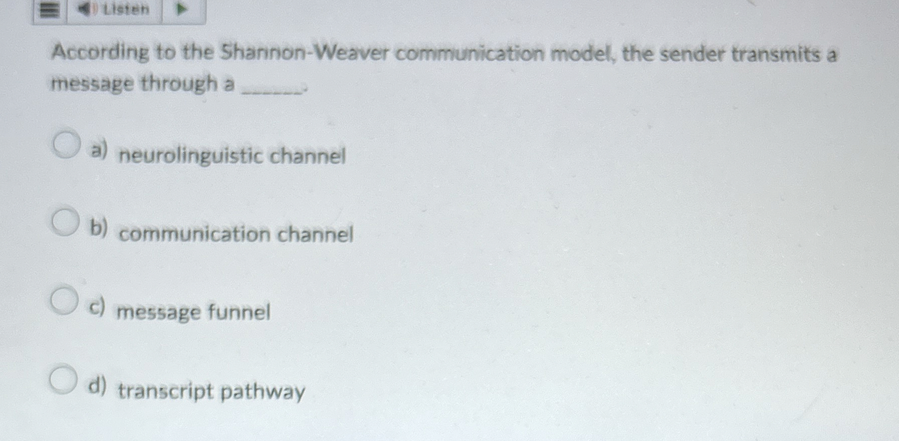 Solved ListenAccording to the Shaninon-Weaver communication | Chegg.com