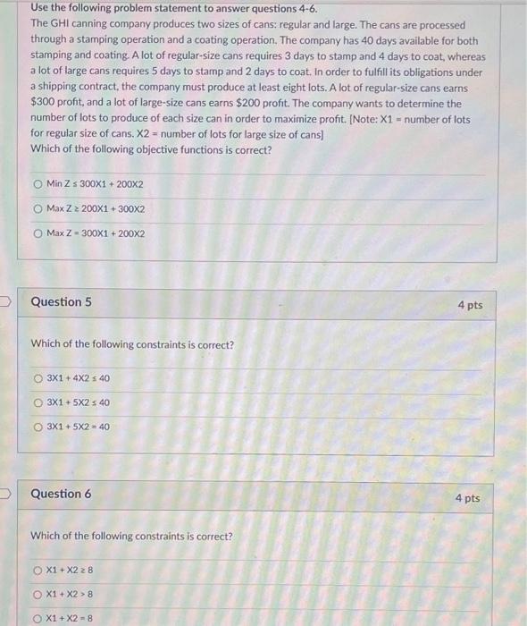 Solved Use the following problem statement to answer | Chegg.com