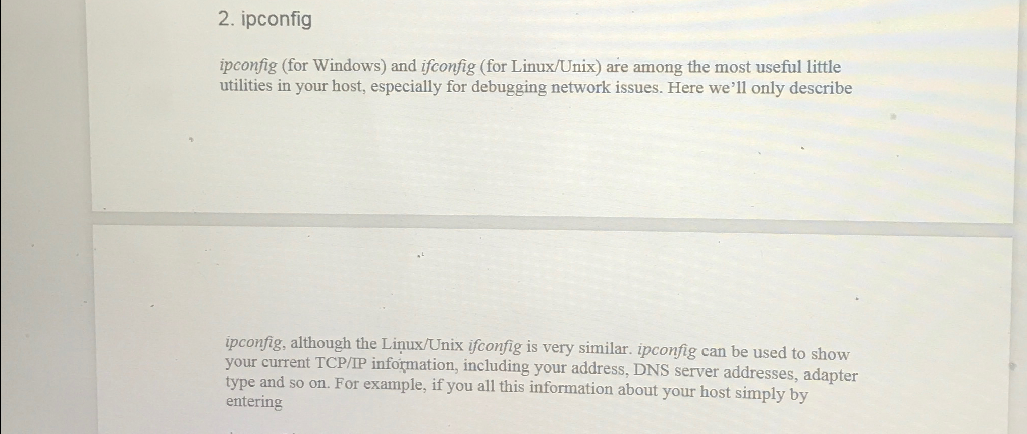 Solved ipconfigipconfig (for Windows) ﻿and ifconfig (for | Chegg.com