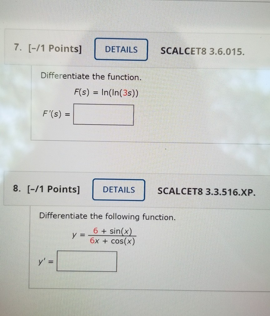 Solved 7. [-/1 Points] DETAILS SCALCET8 3.6.015. | Chegg.com