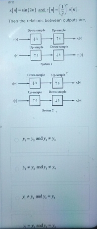 Solved If the inputs arex[n]-sin(2n) ﻿and | Chegg.com