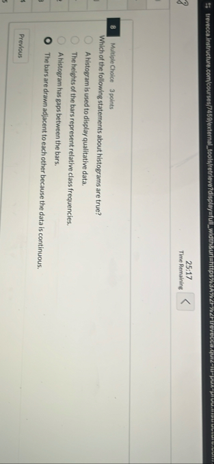 Solved #25:17Time Remaining8Multiple Choice 3 ﻿pointsWhich | Chegg.com