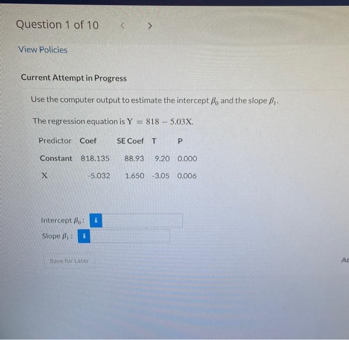 Solved Current Attempt in Progress Use the computer output | Chegg.com