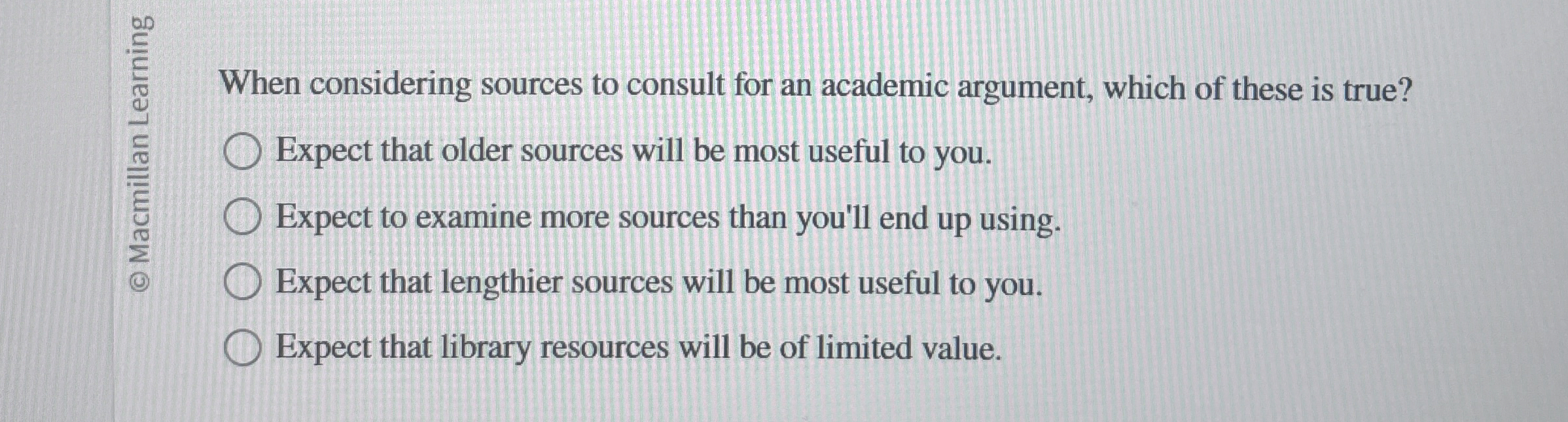 Solved When considering sources to consult for an academic | Chegg.com