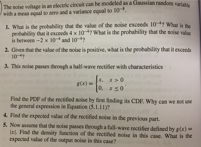 Solved The noise voltage in an electric circuit can be | Chegg.com