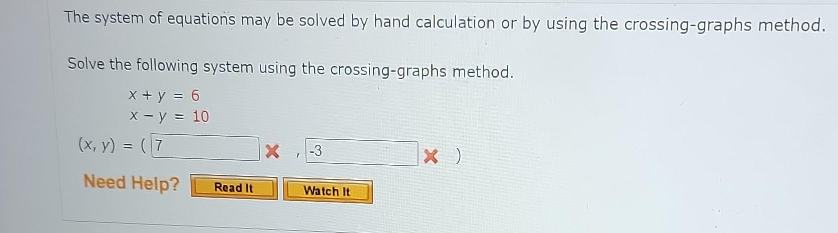 Solved The system of equations may be solved by hand | Chegg.com