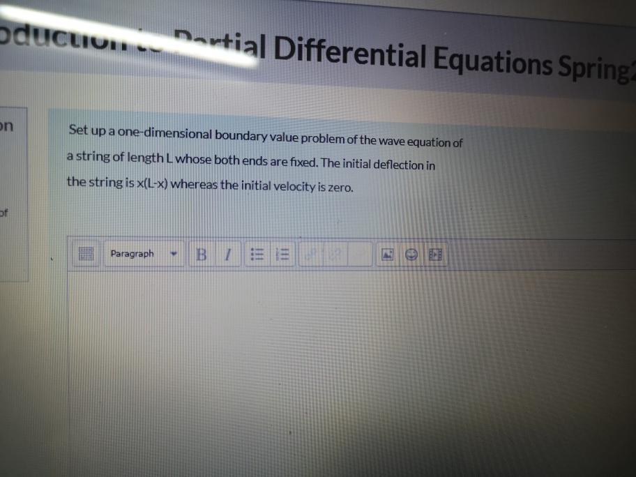 Solved oduction - Dartial Differential Equations Spring on | Chegg.com