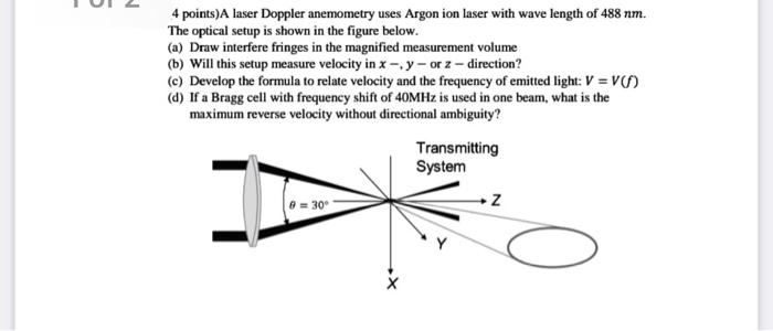 Solved 4 points)A laser Doppler anemometry uses Argon ion | Chegg.com