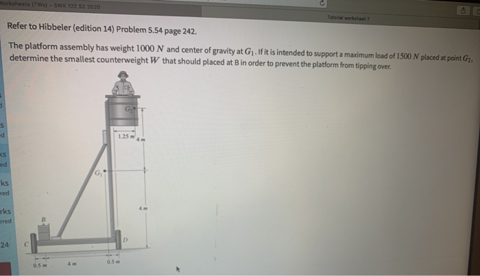 Solved Norksheets (TW) - SWK 122 52 2020 Refer to Hibbeler | Chegg.com