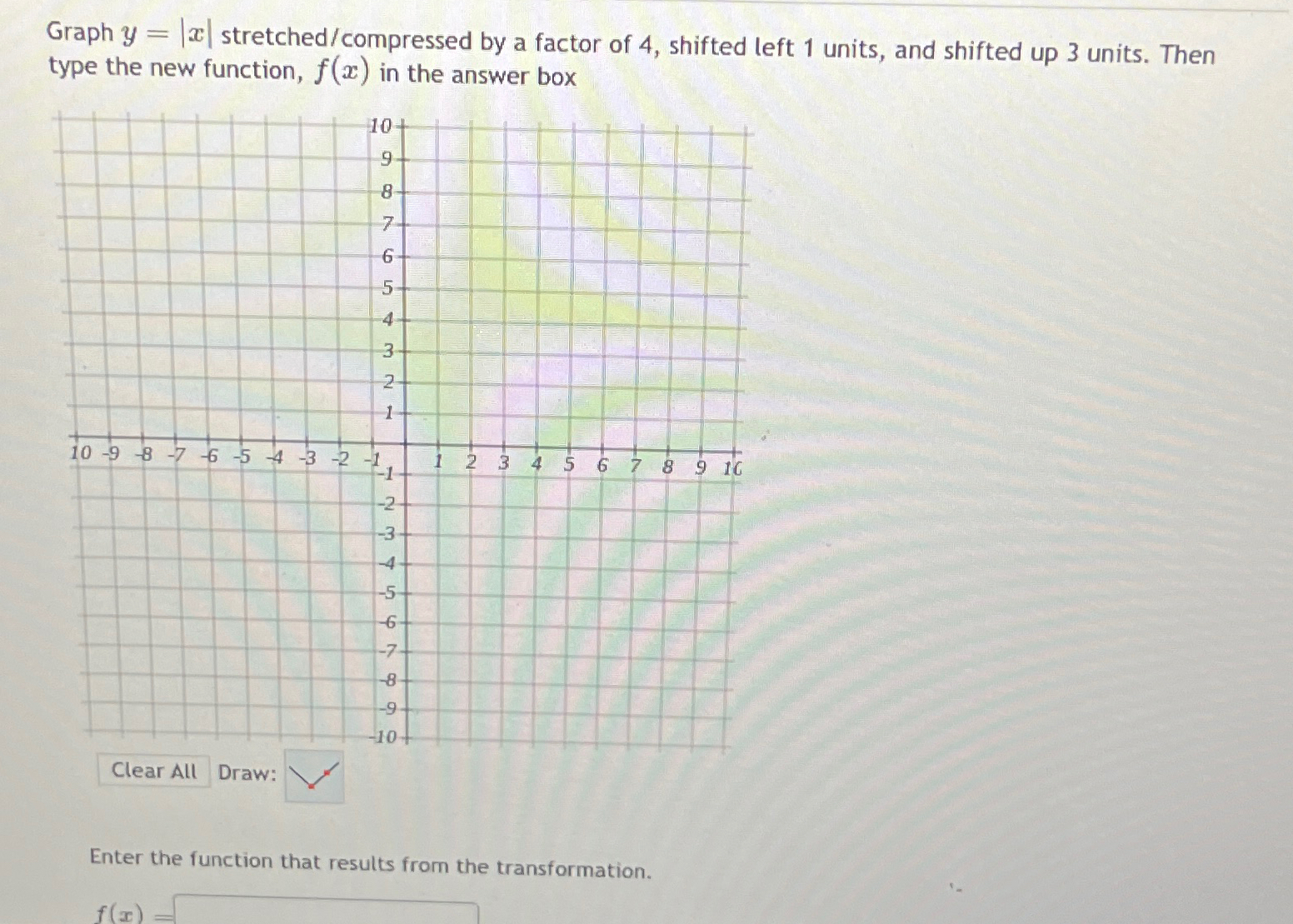 Solved Graph y=|x| ﻿stretched/compressed by a factor of 4 , | Chegg.com