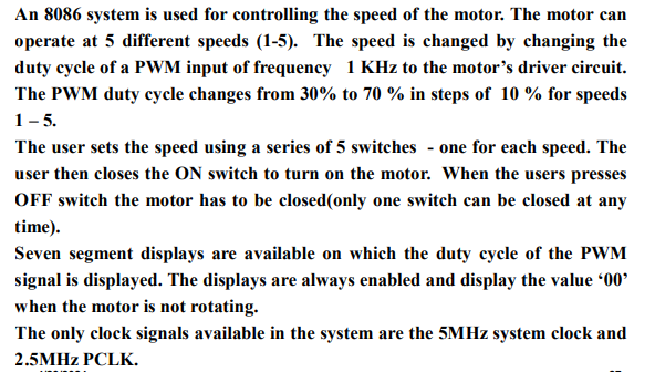 Solved An 8086 ﻿system is used for controlling the speed of | Chegg.com