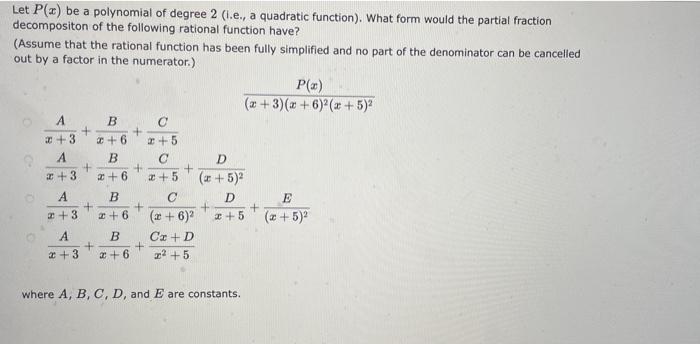 Solved Consider the following improper rational function | Chegg.com