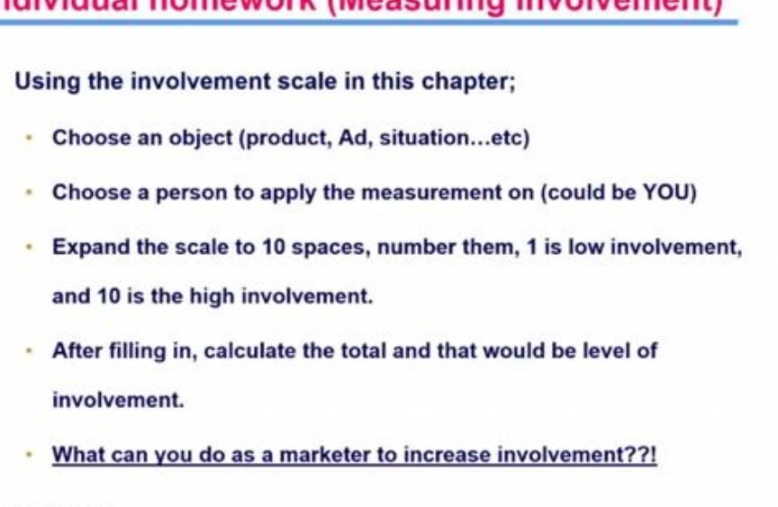 Solved Using the involvement scale in this chapter; Choose | Chegg.com