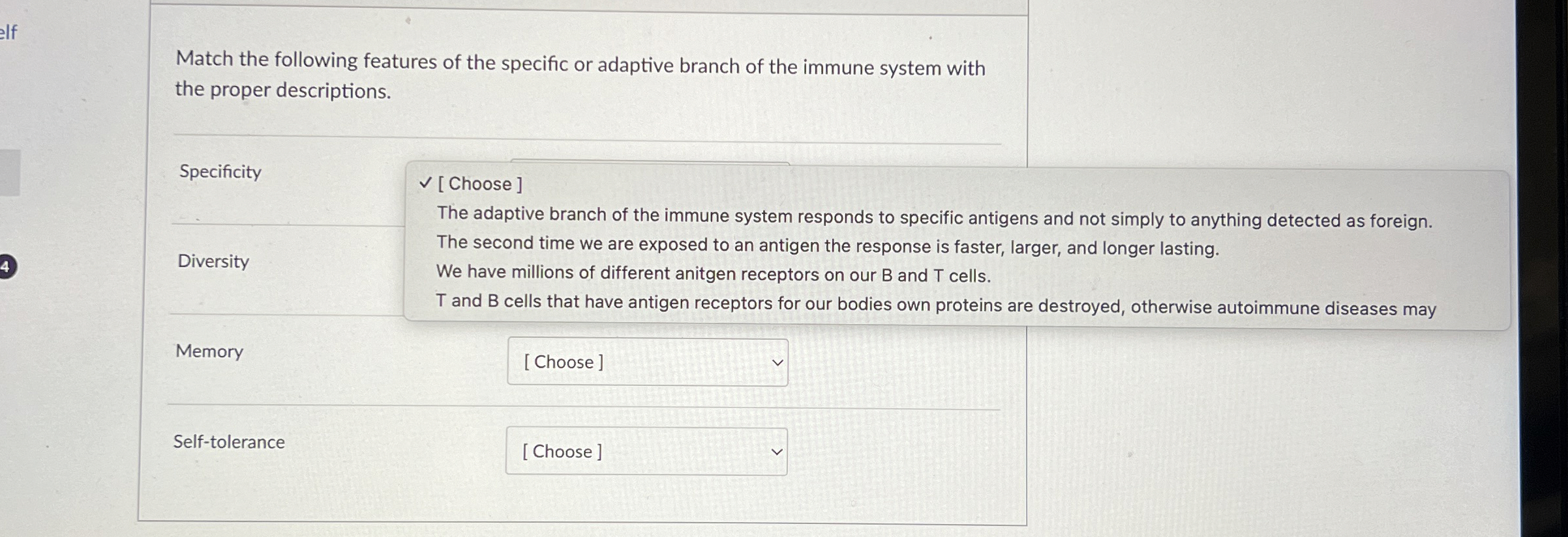 Solved Match the following features of the specific or | Chegg.com