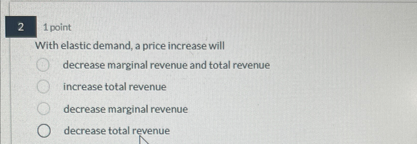 Solved 21 ﻿pointWith elastic demand, a price increase | Chegg.com