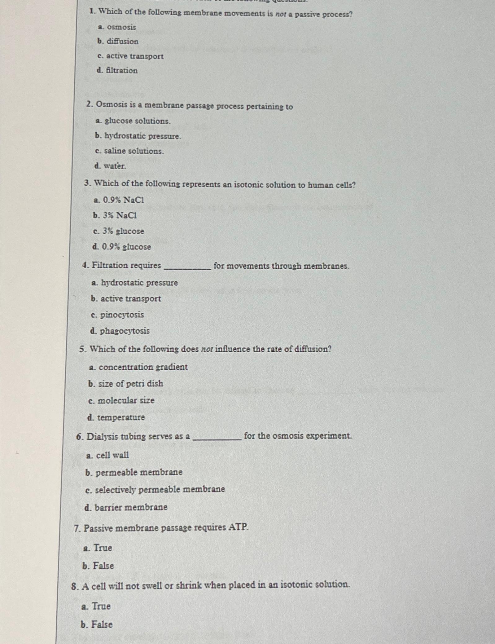 Solved Which of the following membrane movements is not a | Chegg.com