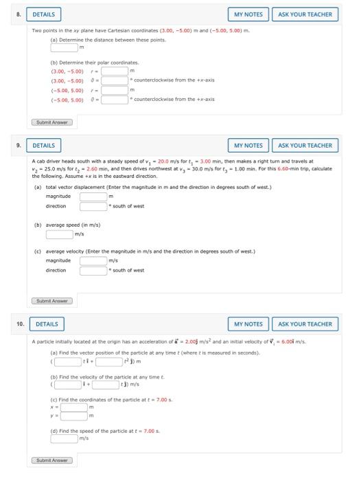 Solved Two points in the xy plane have Cartesian coordinates | Chegg.com
