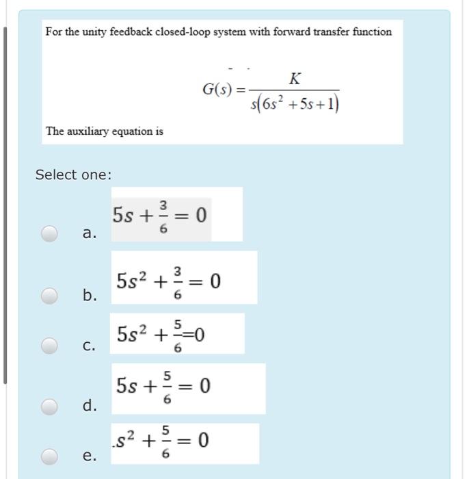 Solved For the unity feedback closed-loop system with | Chegg.com