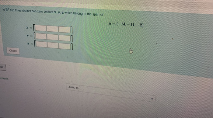 Solved In R find three distinct non-zero vectors x, y, z | Chegg.com