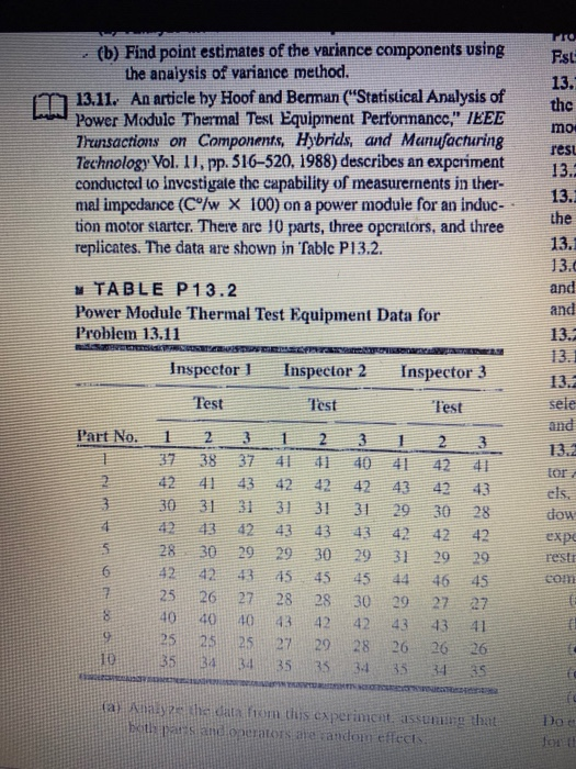 Solved a positions, (c) Estimate the random error component. | Chegg.com