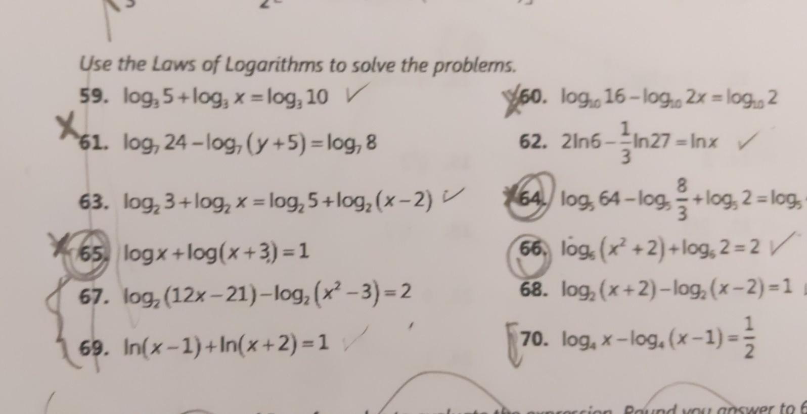 Solved 6. Use the Laws of Logarithms to solve the problems. | Chegg.com