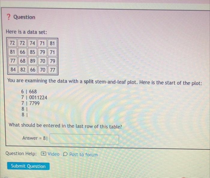 Solved Here is a data set: You are examining the data with a | Chegg.com