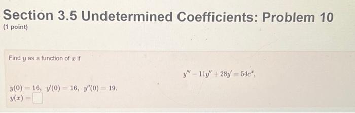 Section 3.5 Undetermined Coefficients: Problem 10 (1 | Chegg.com