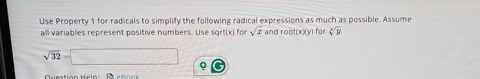 Solved Use Property 1 ﻿for radicals to simplify the | Chegg.com