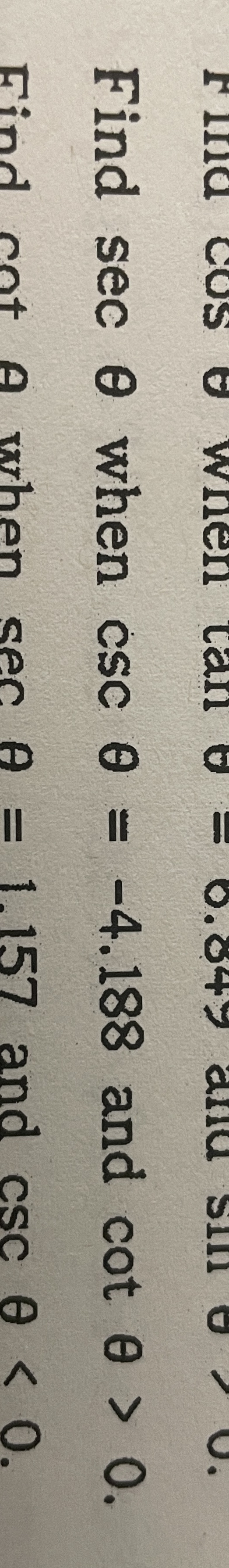 Using a calculator, find the values of Find secθ | Chegg.com