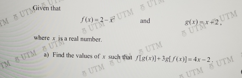 Solved Given thatf(x)=2-x2, ﻿and ,g(x)=x+2,where x ﻿is a | Chegg.com